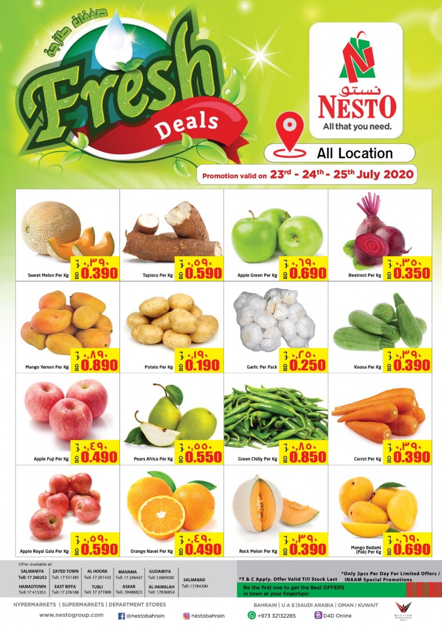 Nesto Hypermarket Bahrain Fresh Deals 23-25 July 2020