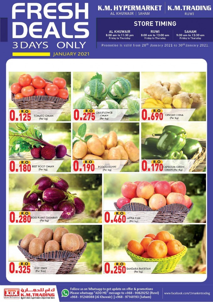KM Trading & Hypermarket Three Days Only Fresh Deals