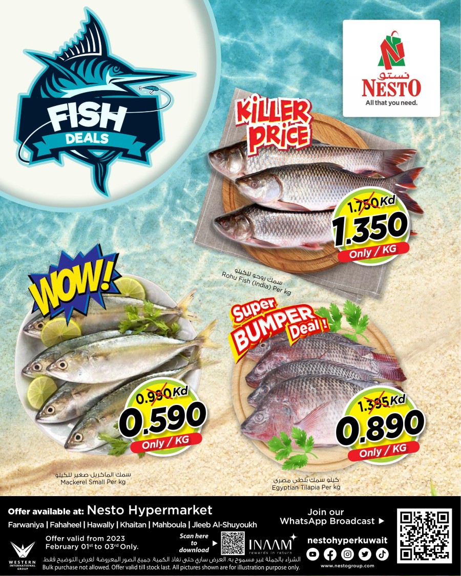Nesto Hypermarket Fish Deal 1-3 February 2023 | Kuwait Offer