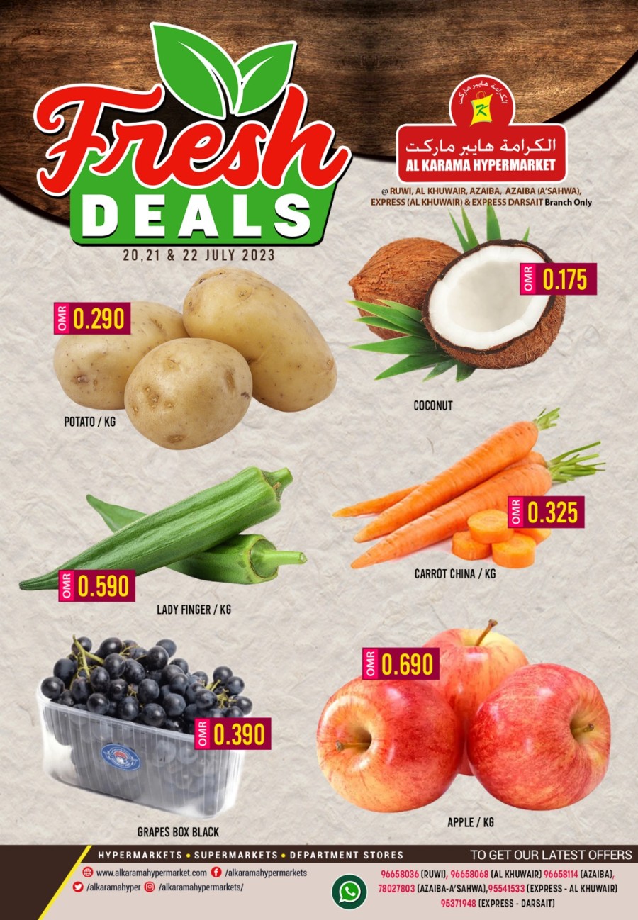 Al Karama Hypermarket Oman Fresh Deals 20-22 July 2023