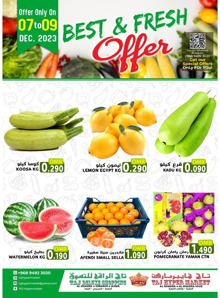 Taj Hypermarket Oman Best & Fresh 7-9 December 2023